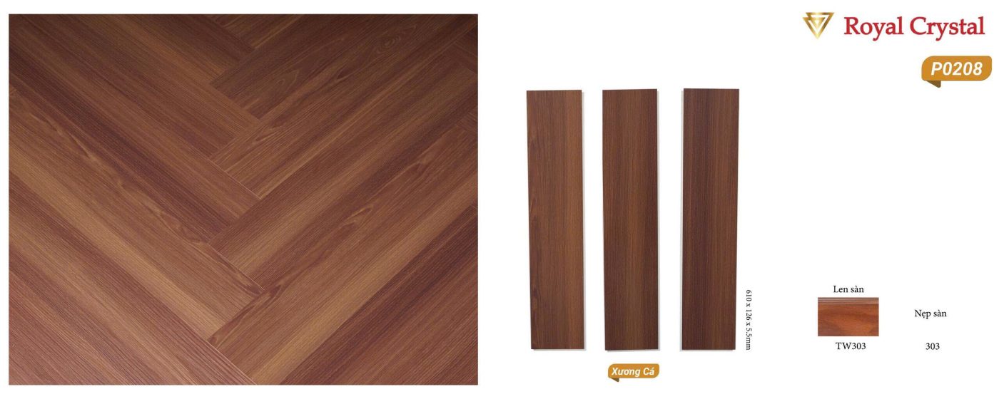 Sàn Đá Xương Cá SPC Royal Crystal 208-1- Royal Crystal
