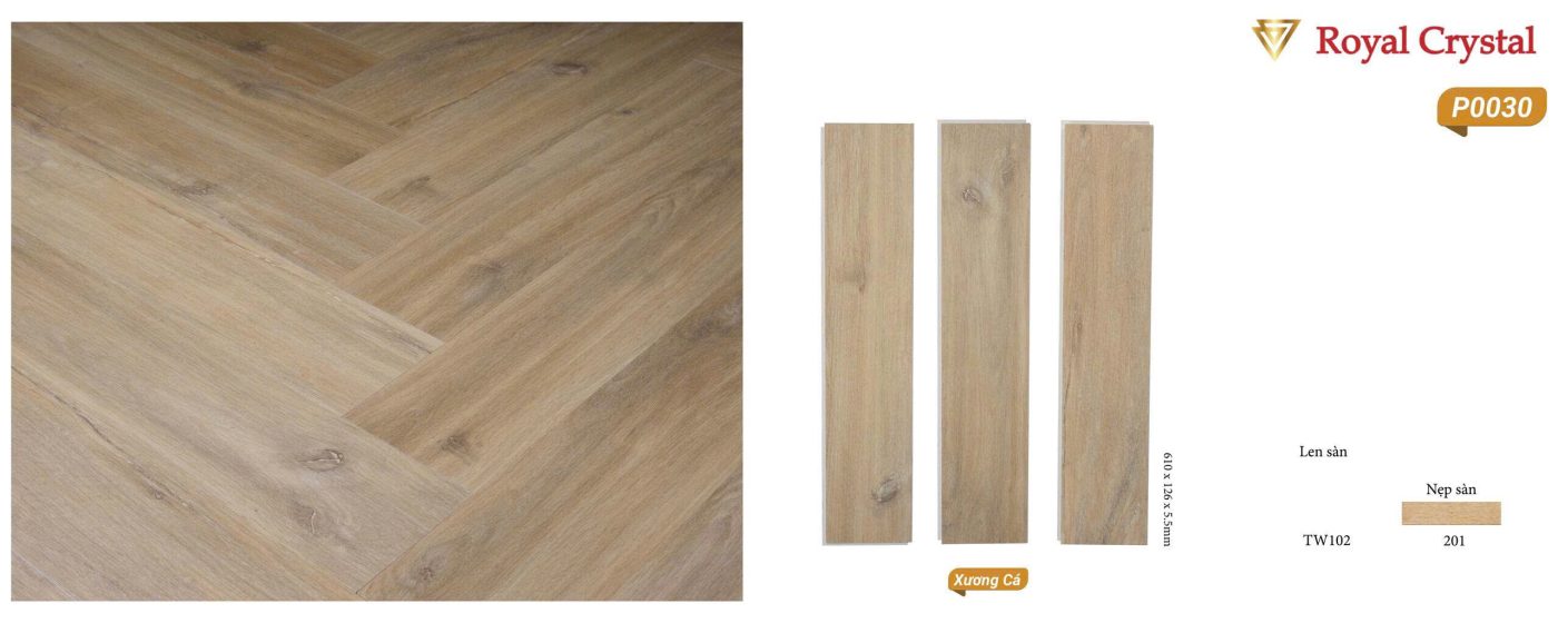 Sàn Đá Xương Cá SPC Royal Crystal 128-1- Royal Crystal